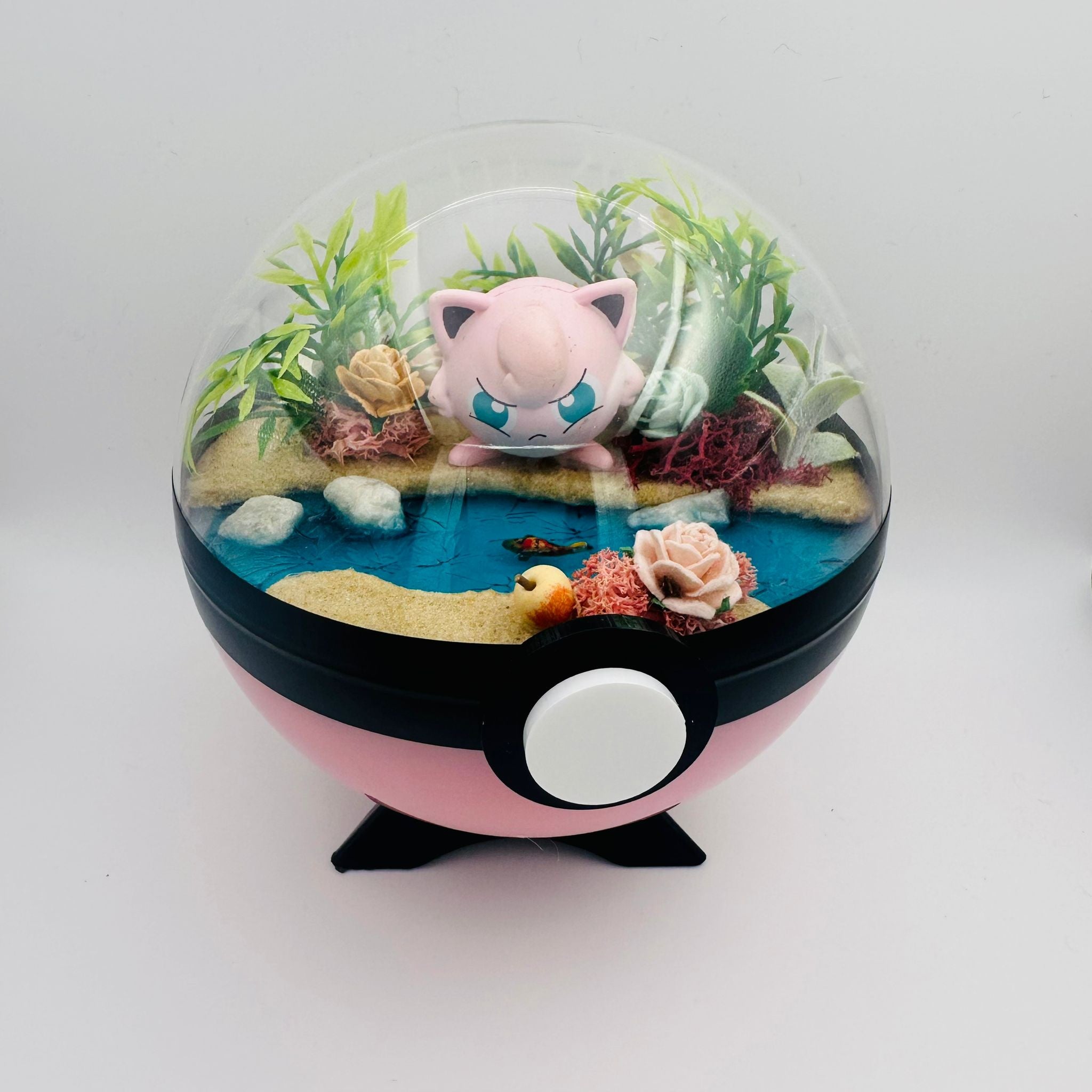 Pokemon Jigglypuff Crystal Terrarium Beach Pink Poke Ball Handmade